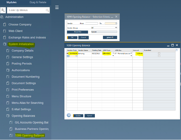 How to set up 1099 documents in SAP Business One 2025